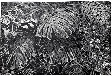 Monsteras Linocut Print Aga Kubish Are Printmaker