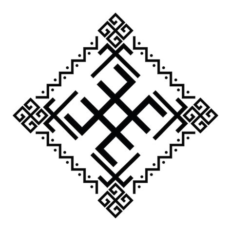 Old Baltic Folk Star Or Flower Snowflake Symbol Premium Vector