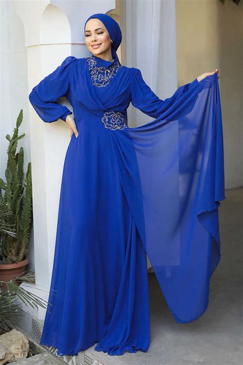 Modest Sax Blue Plus Size Dress 25882sx Neva