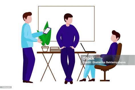관리자들이 협상중입니다 사무직 근로자가 프로젝트에 대해 논의합니다 남성은 작업 환경에서 의사 소통을합니다 경영자에 대한 스톡