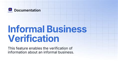 Informal Business Verification Documentation