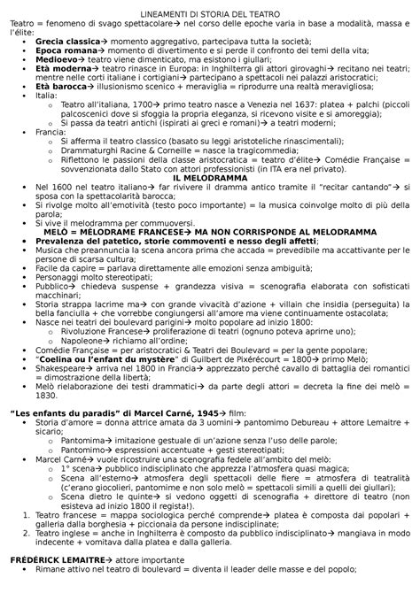 Lineamenti Di Storia Del Teatro Riassunto Finale Lineamenti Di Storia