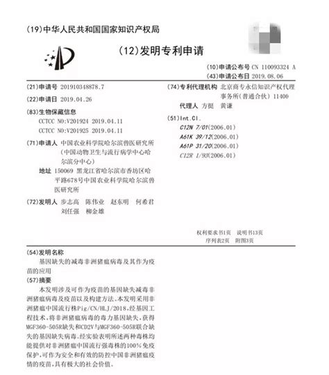 哈獸研公開非瘟疫苗專利，多位行業專家預測年底之前必將上市 每日頭條