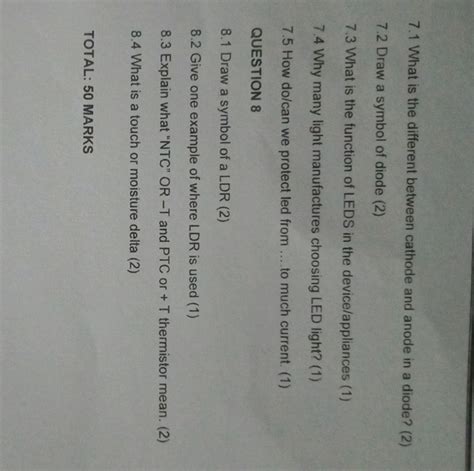 Question 7 71 What Is The Difference Between Cathode And Anode In A Dio