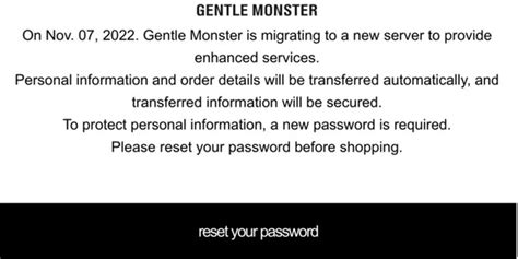 Gentle Monster The Notification For Requiring A New Password Milled