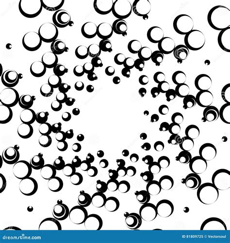 Abstract Spirally Monochrome Element With Overlapping Circles Stock