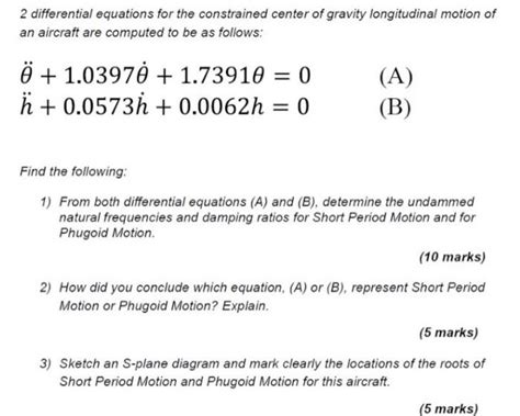 Solved 2 Differential Equations For The Constrained Center