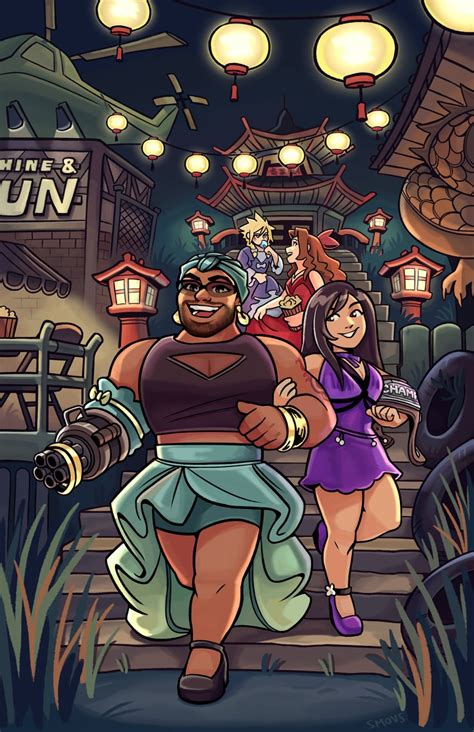Tifa Lockhart Cloud Strife Aerith Gainsborough And Barret Wallace