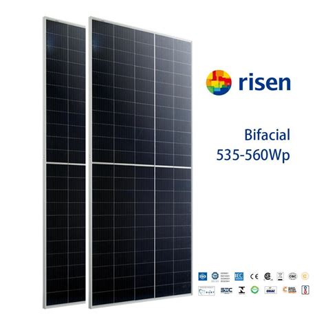 Wholesale Price Risen Double Glass Bifacial 535W 540W 545W 550W 555W 560W Monocrystalline Solar