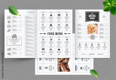 Newspaper Style Food Menu Design Stock Template Adobe Stock