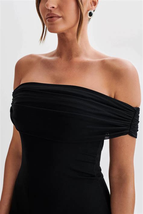 Audrey Off Shoulder Mesh Maxi Dress Black Meshki Us