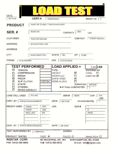 Iso 90012015 Proof Load Test Certificate Pallet Truck