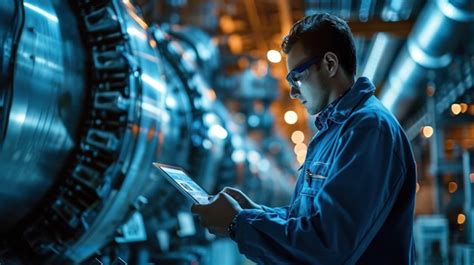 Premium Photo Engineer Using Tablet Computer In The Factory