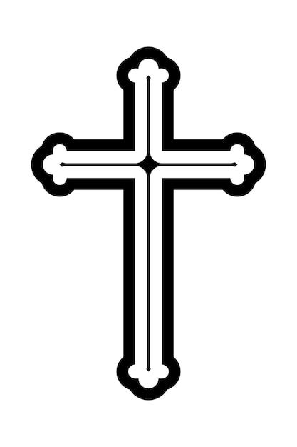 고딕 기독교 십자가 아이콘 기호 평면 벡터 일러스트 레이 션 프리미엄 벡터