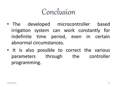 Microcontroller Based Controlled Irrigation System For Plantation Ppt