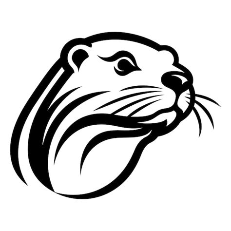Black And White Vector Illustration Of An Otters Head Premium Ai
