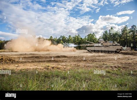 An M1a2 Sep Abrams Tank Fires During A Live Fire Accuracy Screening