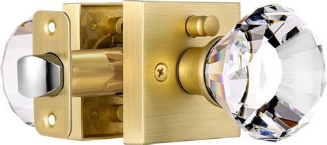 Glass Crystal Interior Bedroom And Bathroom Privacy Gold Door Knobs With Lock Satin Brass Door