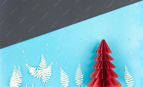 Premium Photo Christmas Background With Origami Paper Tree On Paper