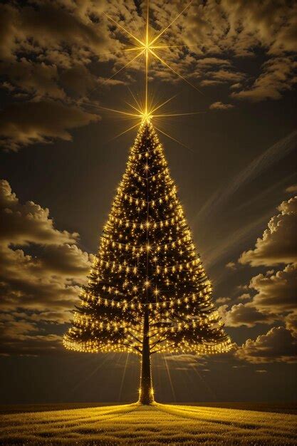 Rbol De Navidad Dorado Con Luces Brillantes Wallpaper Banner Navidad Foto Premium