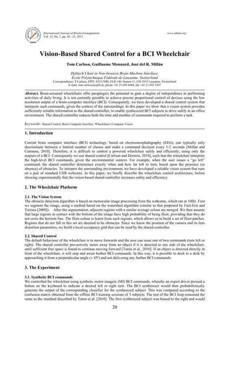 Pdf Vision Based Shared Control For A Bci Wheelchair