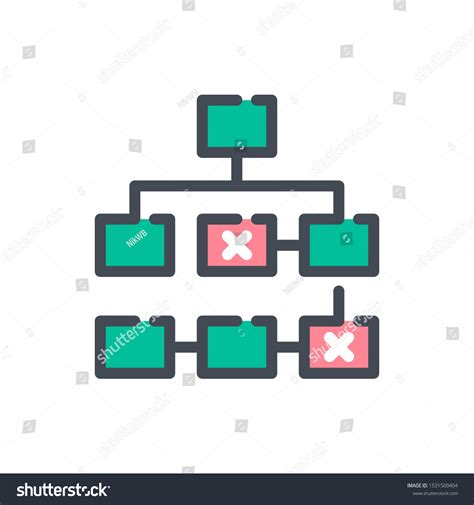 Tree Structure Color Line Icon Flowchart Stock Vector Royalty Free Shutterstock