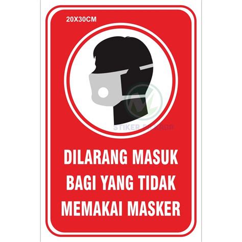 Jual STIKER DILARANG MASUK BAGI YANG TIDAK MEMAKAI MASKER VINYL M 15x20cm Shopee Indonesia