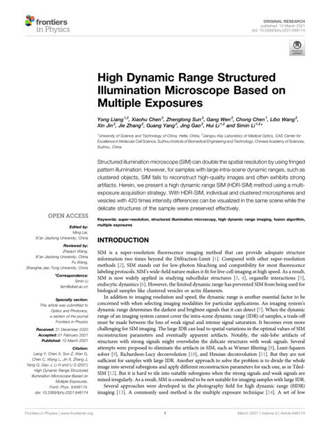 Pdf High Dynamic Range Structured Illumination Microscope Based On Multiple Exposures