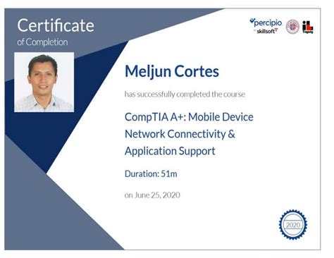 Skill Soft Certificate Comp Tia A Mobile Device Network Connectivity Application Support Ppt