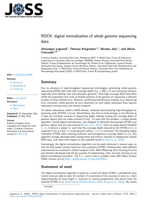 Pdf Rock Digital Normalization Of Whole Genome Sequencing Data