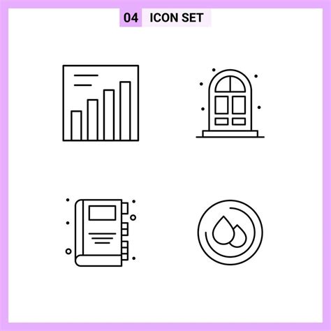 4 Icons In Line Style Outline Symbols On White Background Creative Vector Signs For Web Mobile