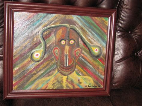 Abstract Art Folk Art Acrylic Painting Face And Antennas On Etsy