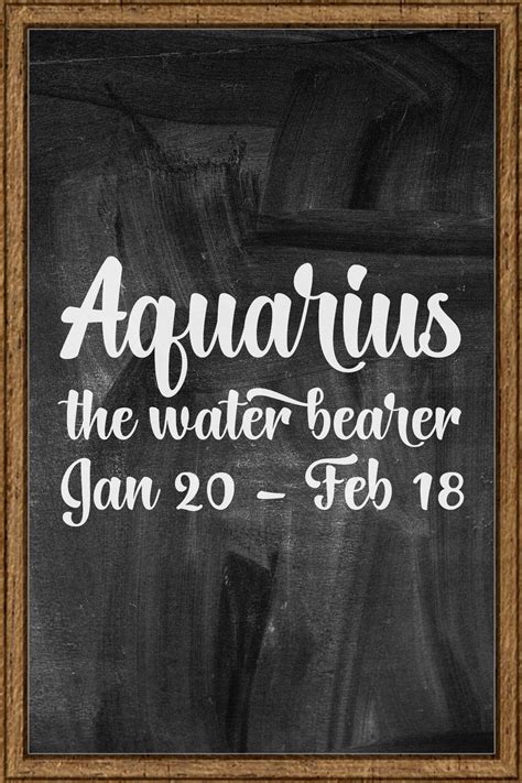 Aquarius The Water Bearer Jan 20 Feb 18 Cursive Zodiac Astrology Tin