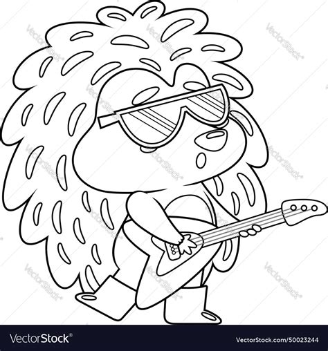 Outlined Cute Hedgehog Cartoon Character Vector Image