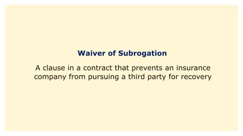 Waiver Of Subrogation