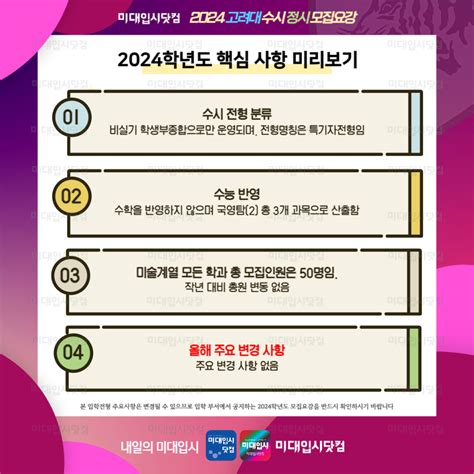 2024 고려대 미대 수시 정시 모집요강 고려대학교 모집인원 실기 비실기 수능 디자인조형학부 미대입시 입시미술 설명회 컨설팅