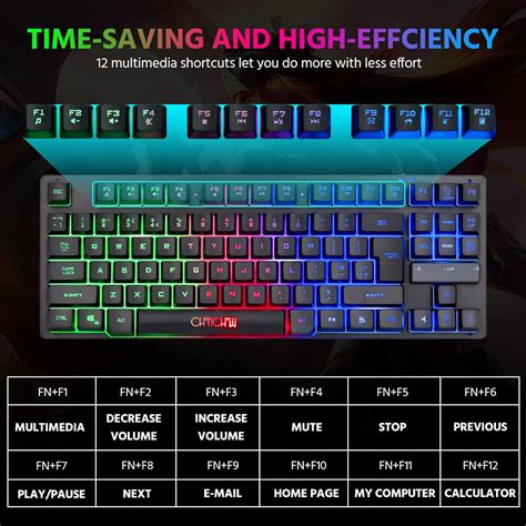Chonchow Ergonomic Led Rainbow Backlit Keyboard With Wrist Rest For Gaming Work Usb Wired Rgb