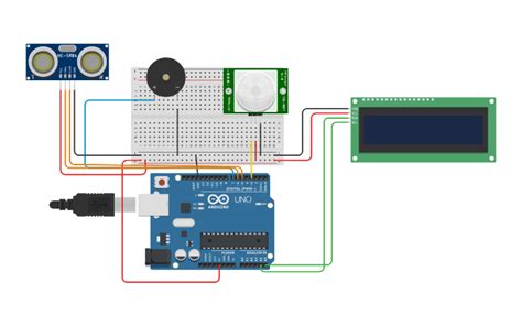 Circuit Design Ultrasonic And Ir Sensor With Lcd Display Tinkercad
