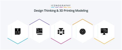 Design Thinking And D Printing Modeling 25 Glyph Icon Pack Including