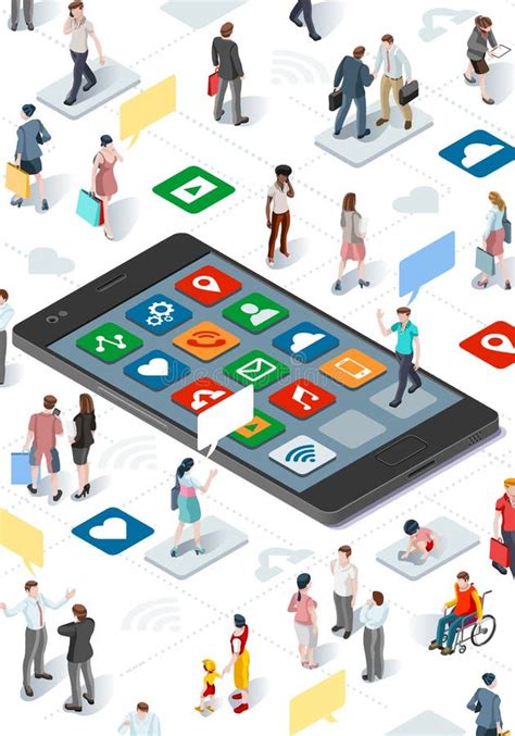 Mobile Application Development Concept Flat 3d Web Isometric Stock Vector Illustration Of