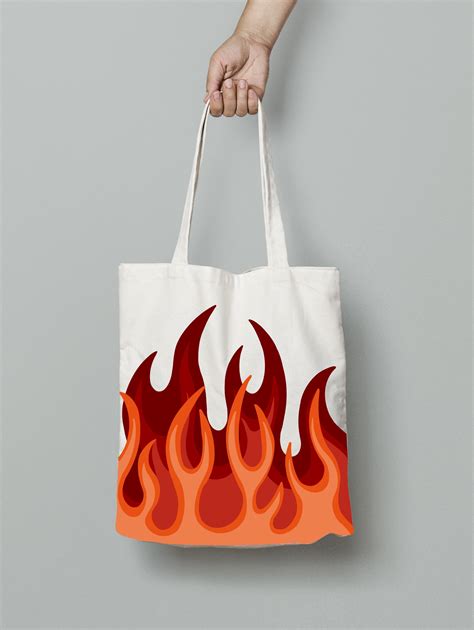 Flame Tote Bag I Shopping Bag I Organic Canvas Tote Bag I Fire Design I Fire Illustration Artofit