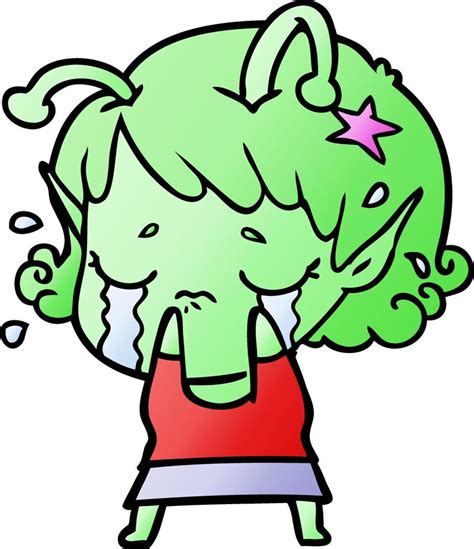 Cartoon Crying Alien Girl 12038421 Vector Art At Vecteezy
