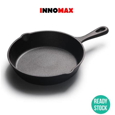 Innomax Natural Cast Iron Skillet Grill Pan Kuali Non Stick Bpa Chemical Free Durable Fry Pan