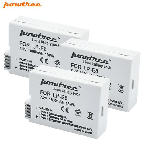 3x Lp E8 Lp E8 Lpe8 Camera Battery Pack For Canon Eos 550d 600d 650d