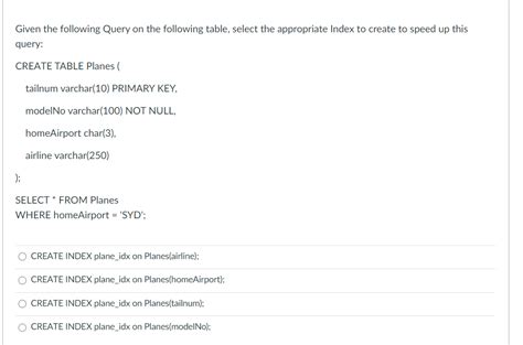Solved Given The Following Query On The Following Table