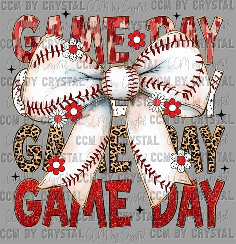Baseball Game Day Stacked With Bow Ready To Press Transfer Dtf Transfer