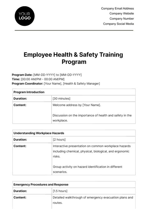 Page 2 Employee Health And Safety Training Programs Templates Download