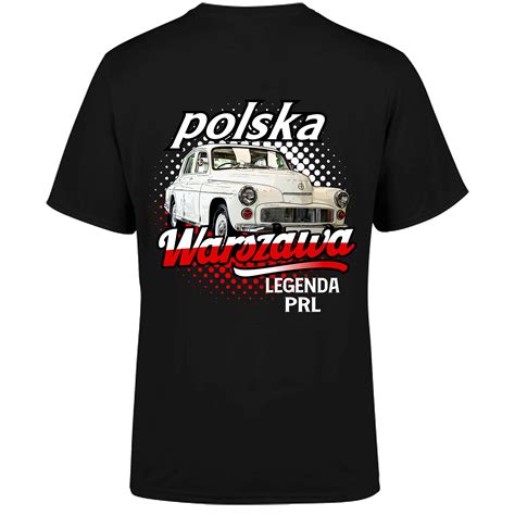 Koszulka męska z nadrukiem WARSZAWA FSO legenda motoryzacji PRL L
