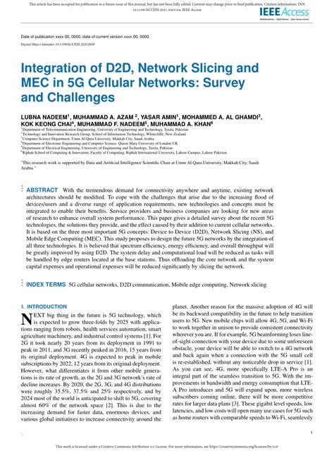 Pdf Integration Of D2d Network Slicing And Mec In 5g Cellular Networks Survey And Challenges