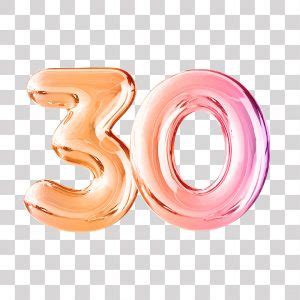 Elemento 3D Para Composição Número 30 Dourado e Roxo PNG Transparente